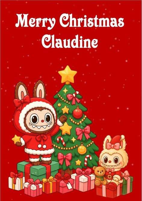 Personalised Labubu Christmas Card Design 4