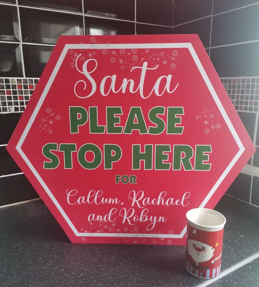 Personalised Large Santa Stop Here Sign