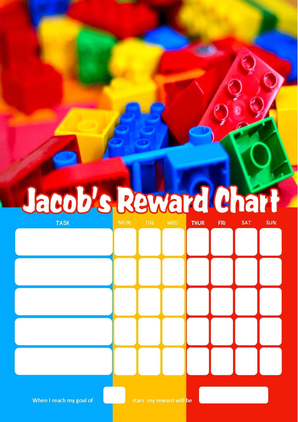 Personalised Lego Reward Chart adding photo option available