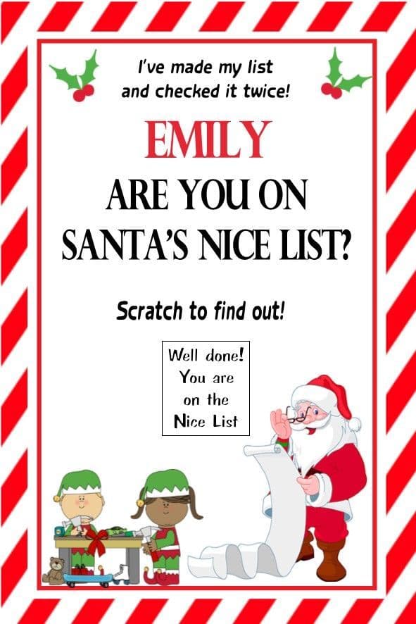 Personalised Letter & Nice List Cert or Scratch Card from Santa