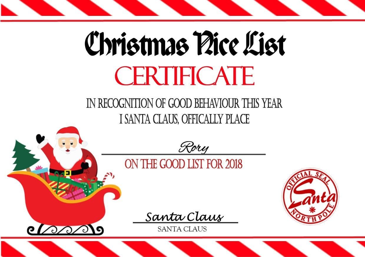 Personalised Letter & Nice List Cert or Scratch Card from Santa