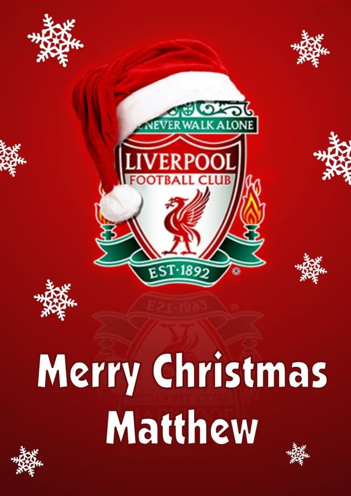 Personalised Liverpool FC Christmas Card