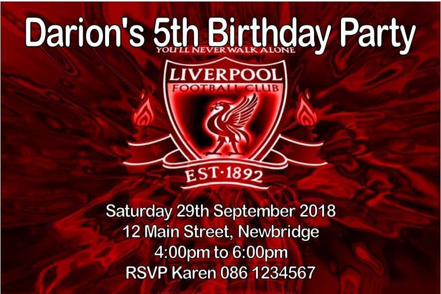 Personalised Liverpool Invitations
