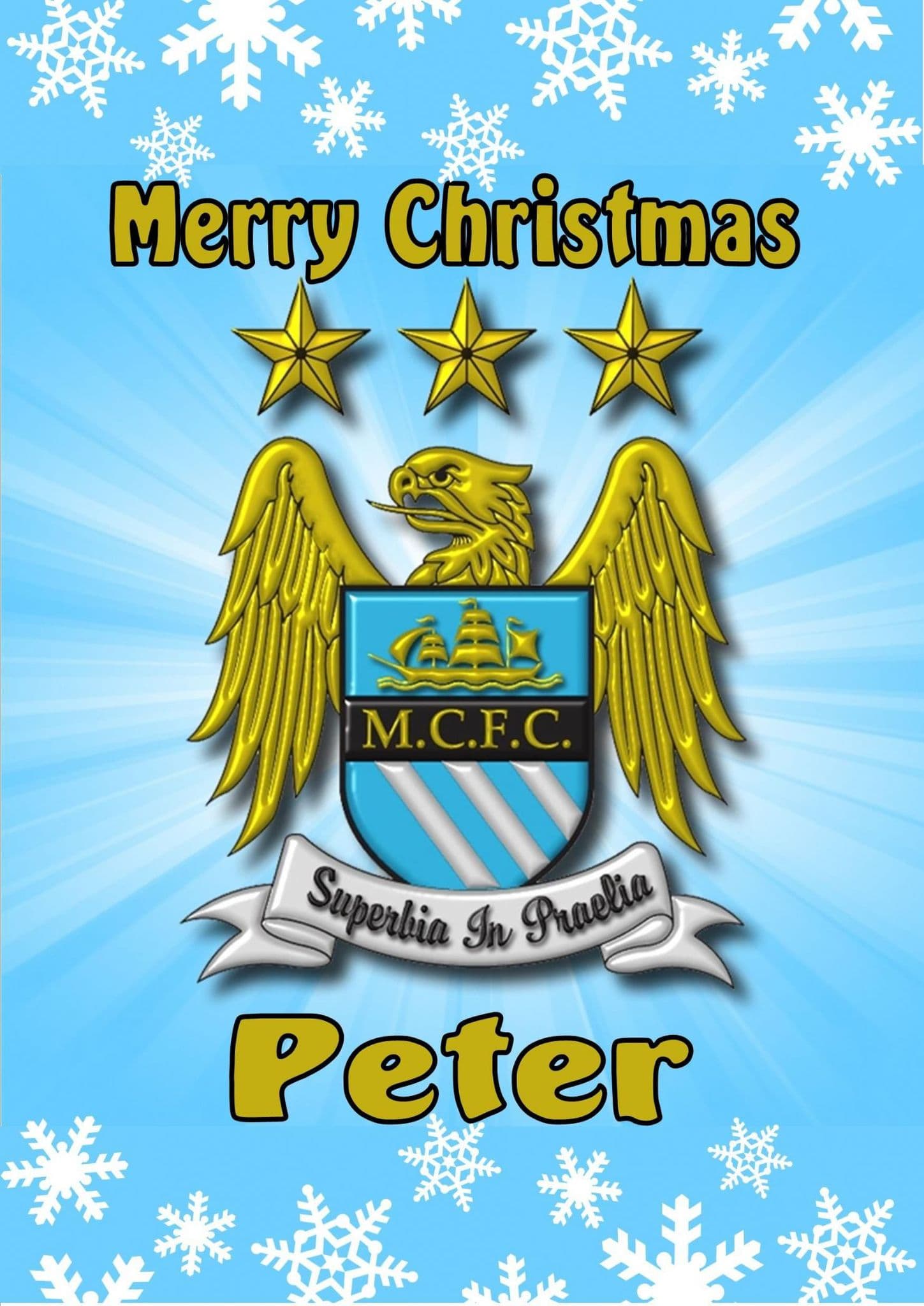 Personalised Manchester City Christmas Card