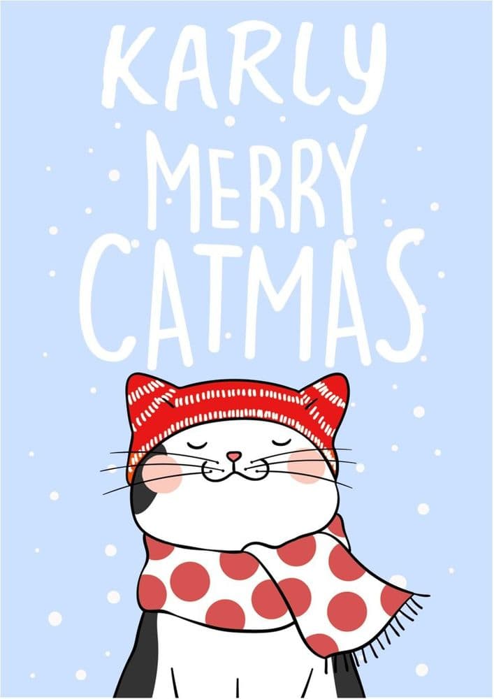 Personalised Merry Catmas Christmas Card