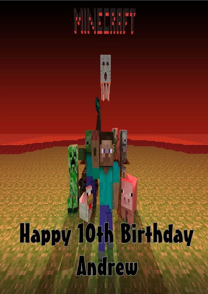 Personalised Minecraft Birthday Card