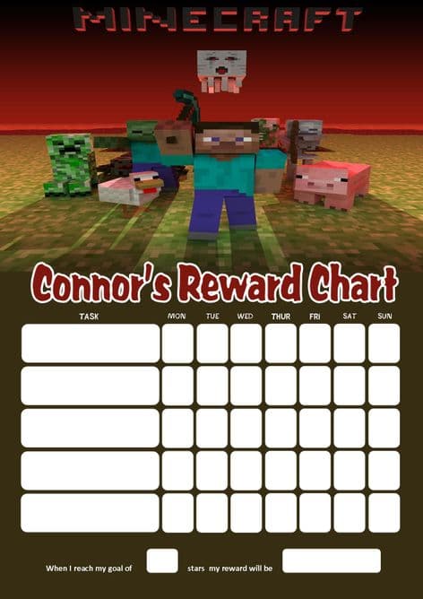 Personalised Minecraft Reward Chart adding photo option available