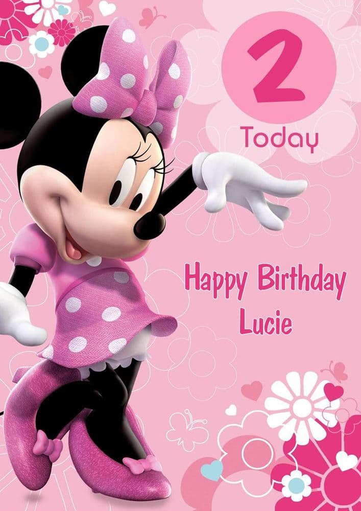 Minnie Mouse 2nd Birthday Cards Minnie Mouse Pink Flower Girl's Photo