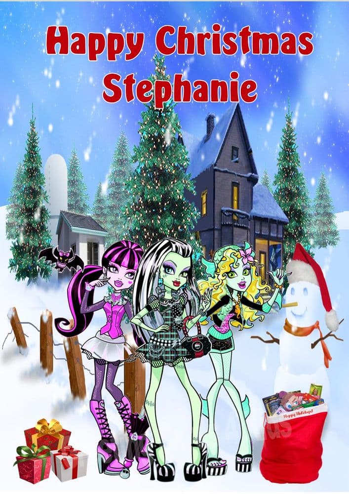 Personalised Monster High Christmas Card Design 1