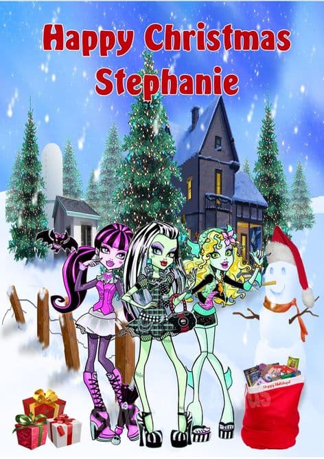 Personalised Monster High Christmas Card Design 1