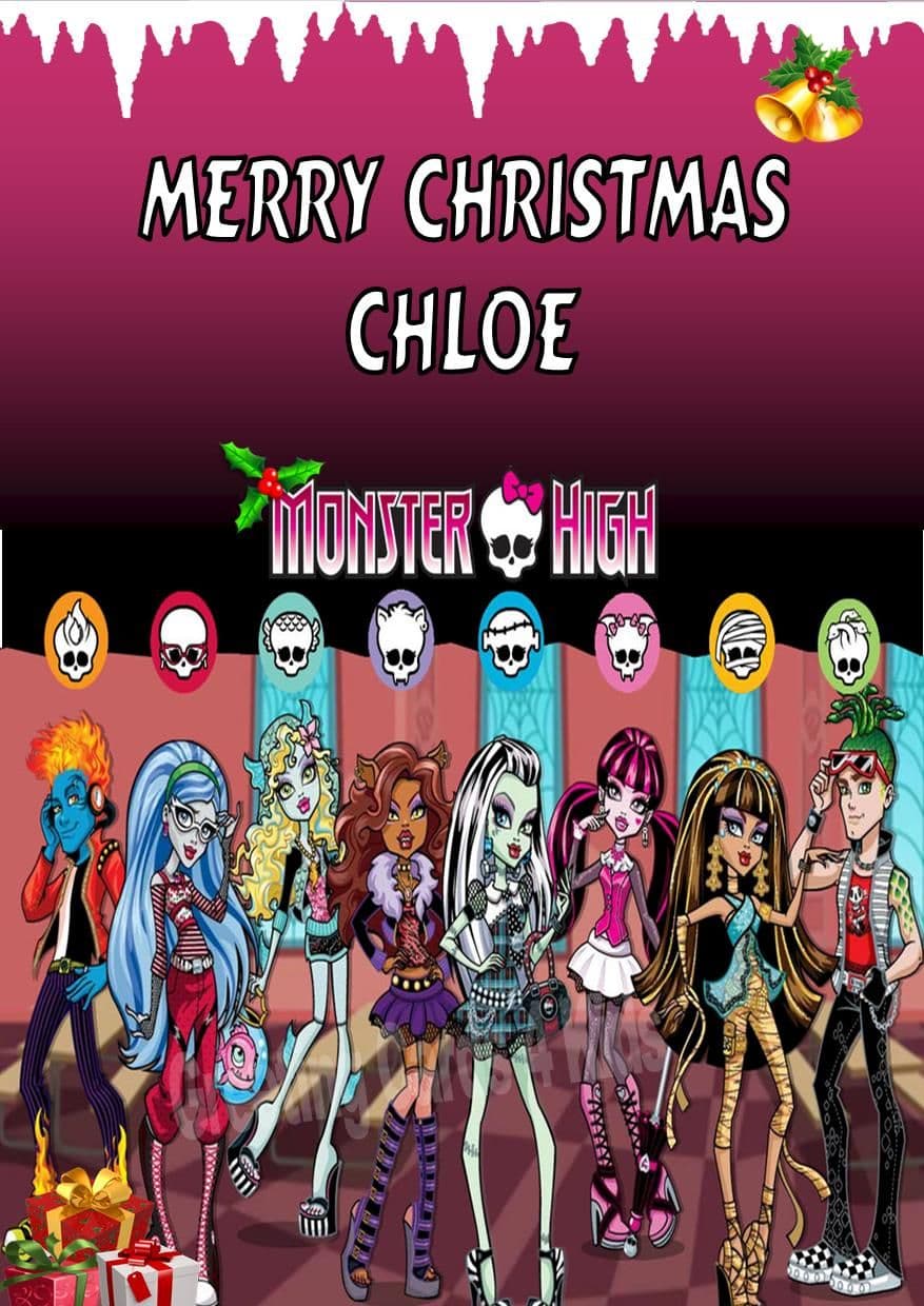 Personalised Monster High Christmas Card Design 2