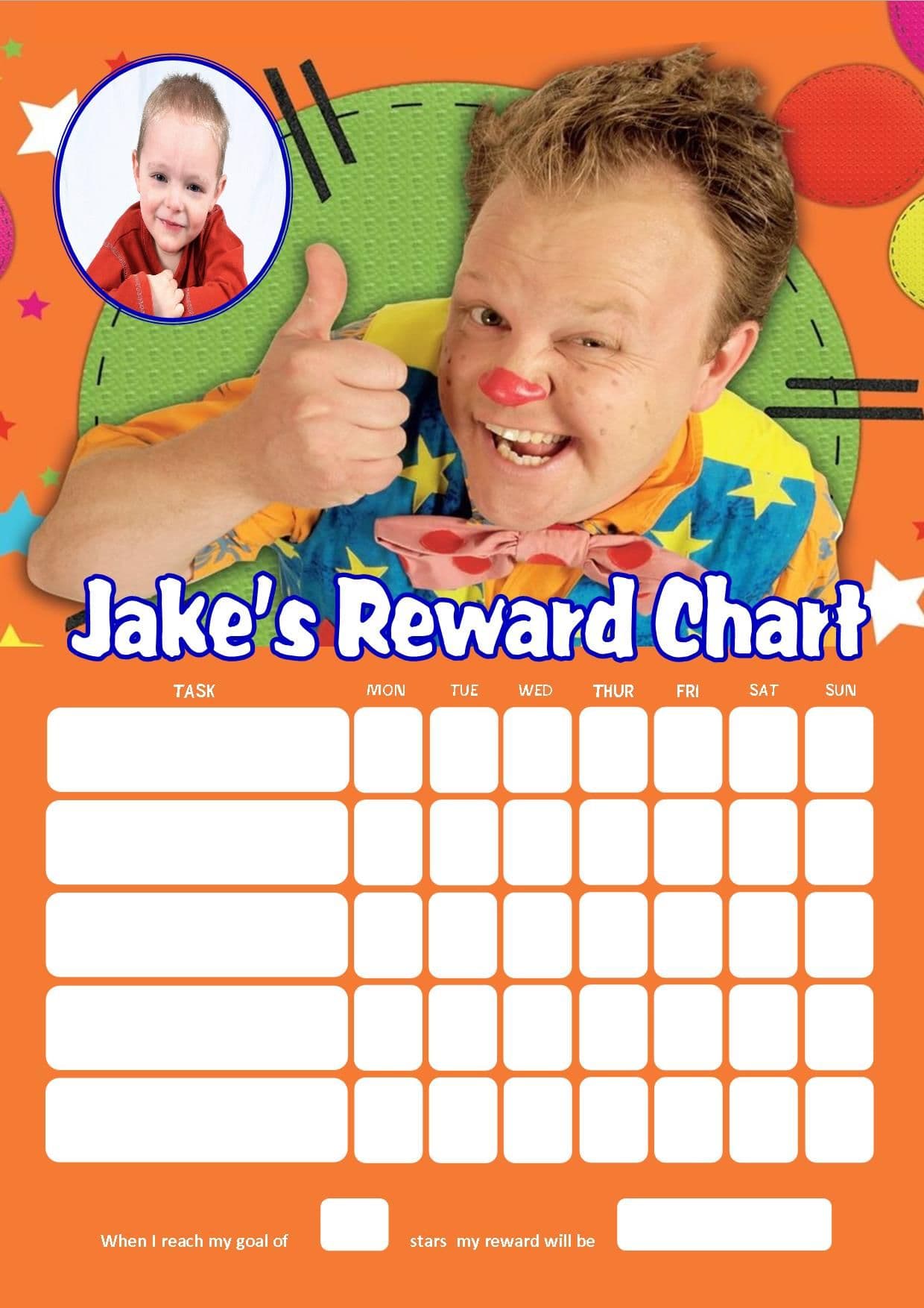 Personalised Mr Tumble Reward Chart adding photo option available
