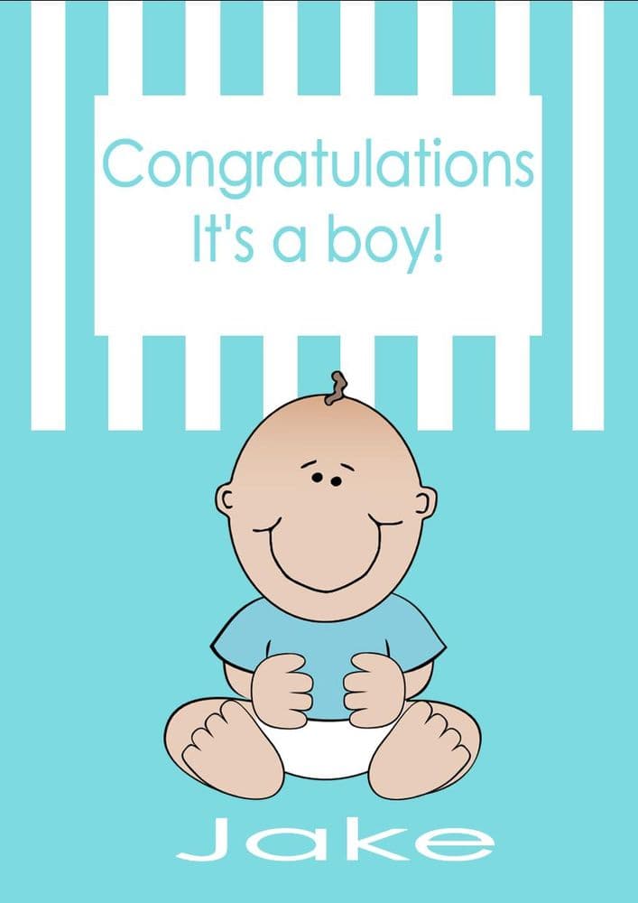 Personalised New Baby Boy Card Design 2