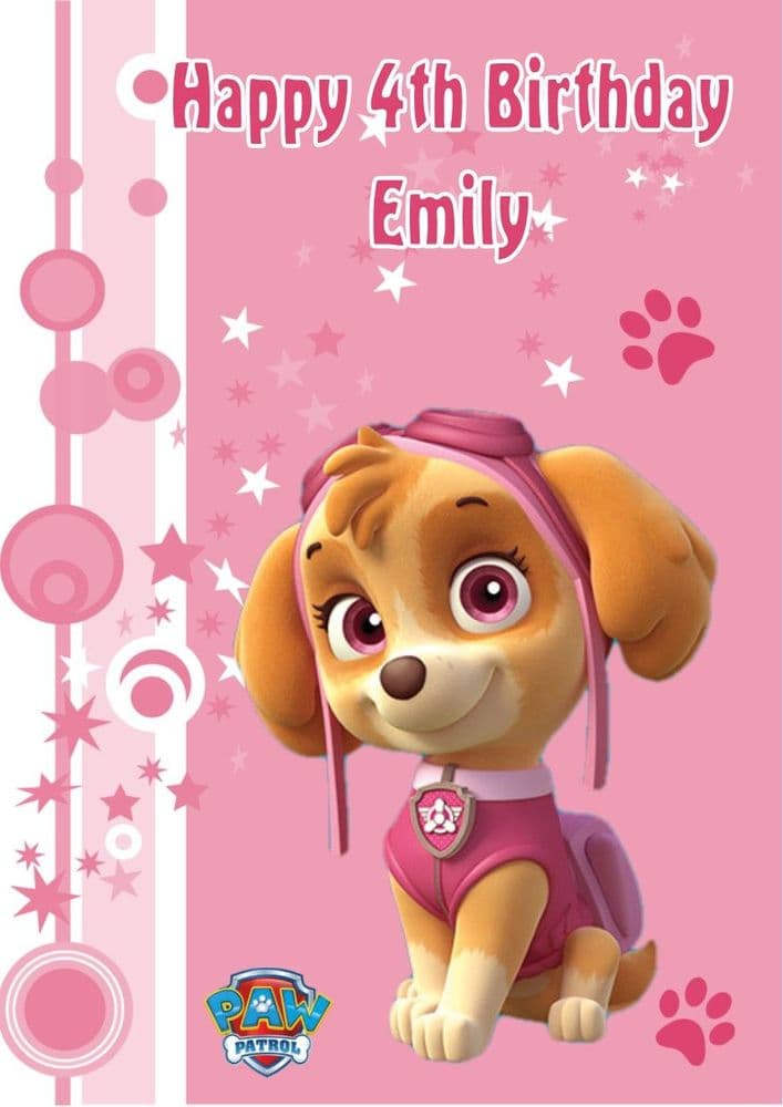 Personalised Paw Patrol Skye Birthday Card