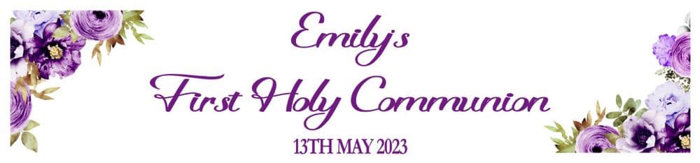 Personalised Purple Flower Communion Banner
