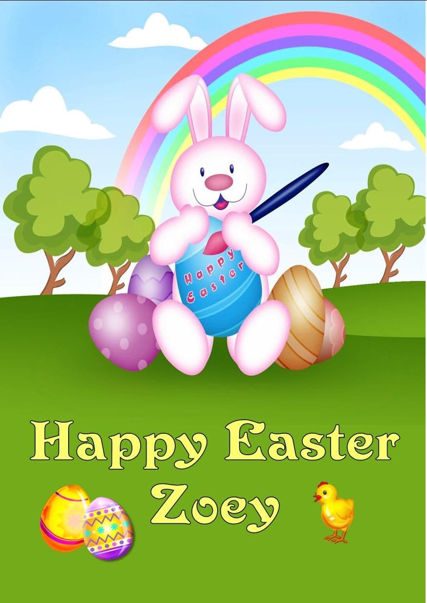 Personalised Rainbow Easter Bunny Easter Card