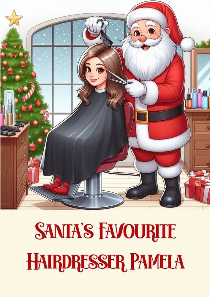 Personalised Santa s Favourite Hairdresser Christmas Card
