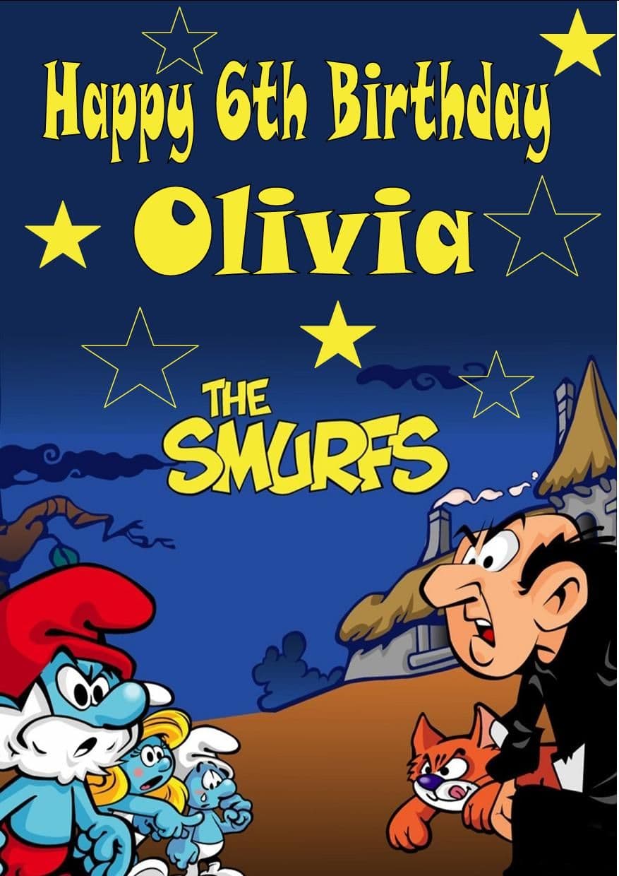 Personalised Smurfs Birthday Card Design 2