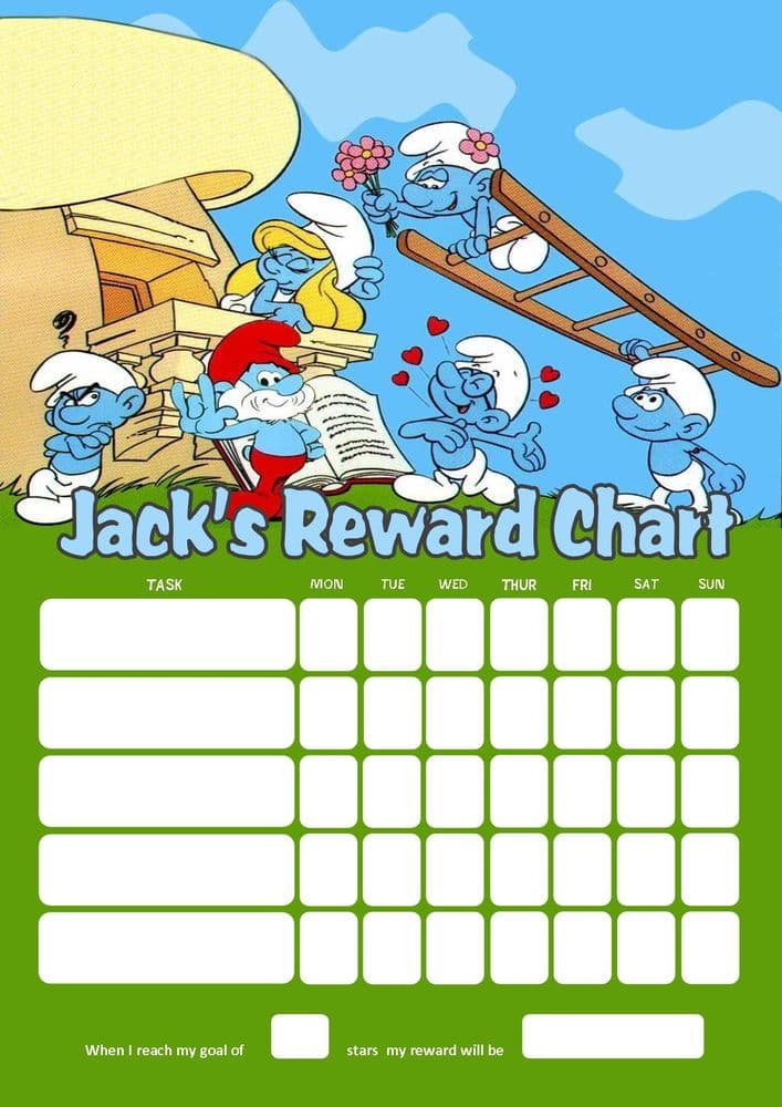 Personalised Smurfs Reward Chart adding photo option available