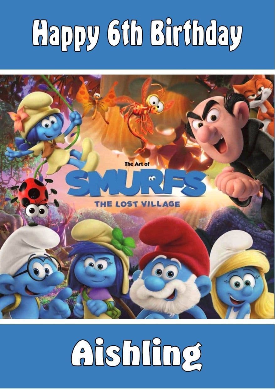 Personalised Smurfs The Lost Village Birthday Card