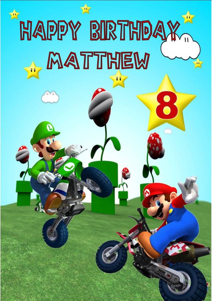 Personalised Super Mario Birthday Card