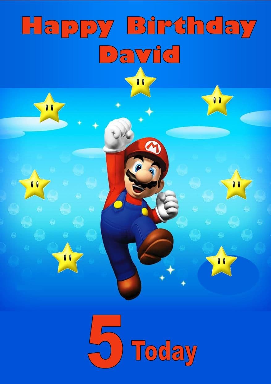 Personalised Super Mario Birthday Card (2)