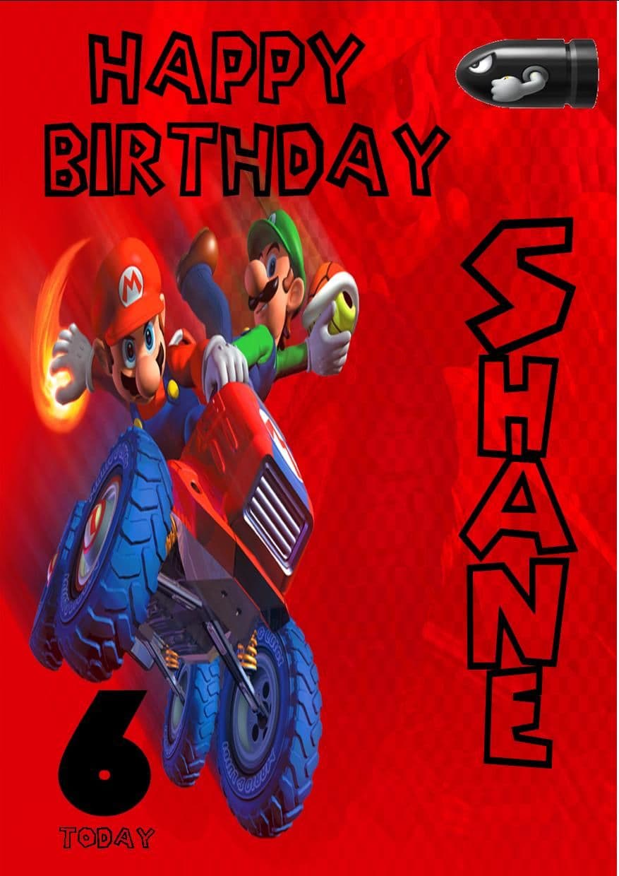 Personalised Super Mario Birthday Card Design 4