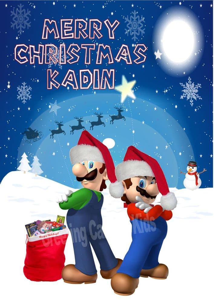 Personalised Super Mario Brothers Christmas Card