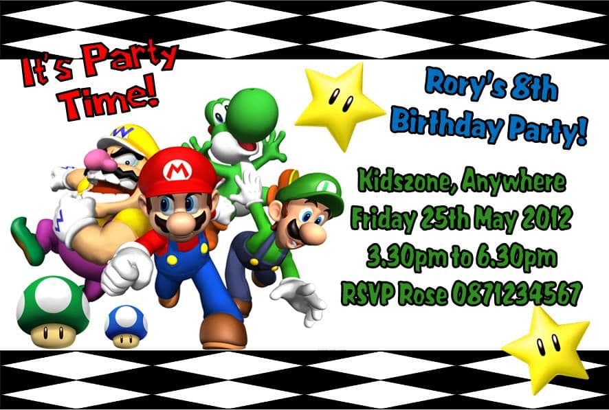 Personalised Super Mario Invitations - Design 4