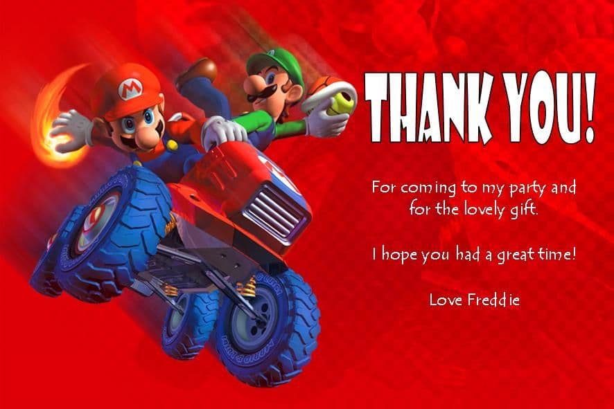 Personalised Super Mario Thank You Cards