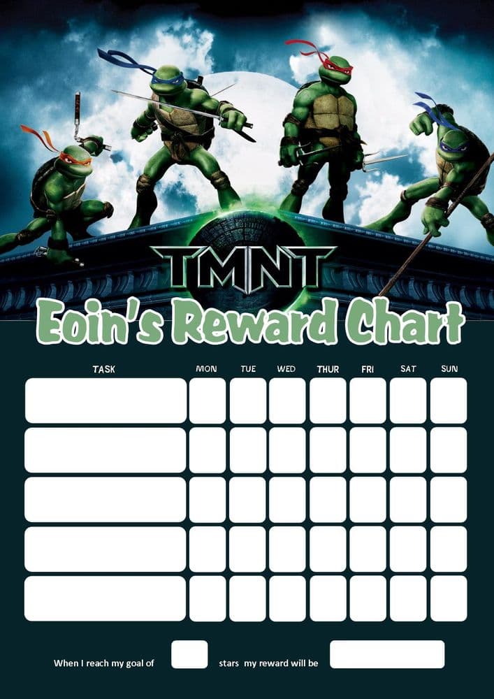 Personalised Teenage Mutant Ninja Turtles Reward Chart adding photo ...