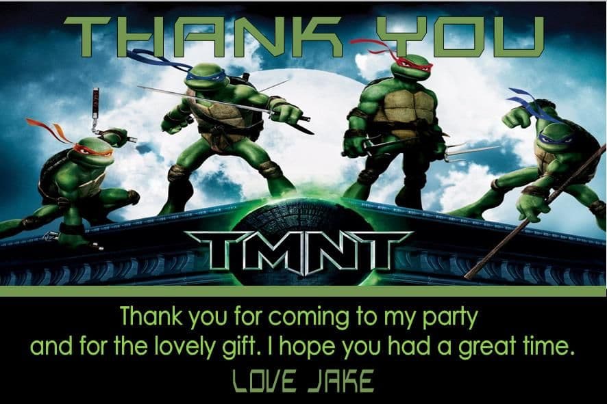 Personalised Teenage Mutant Ninja Turtles Thank You Cards