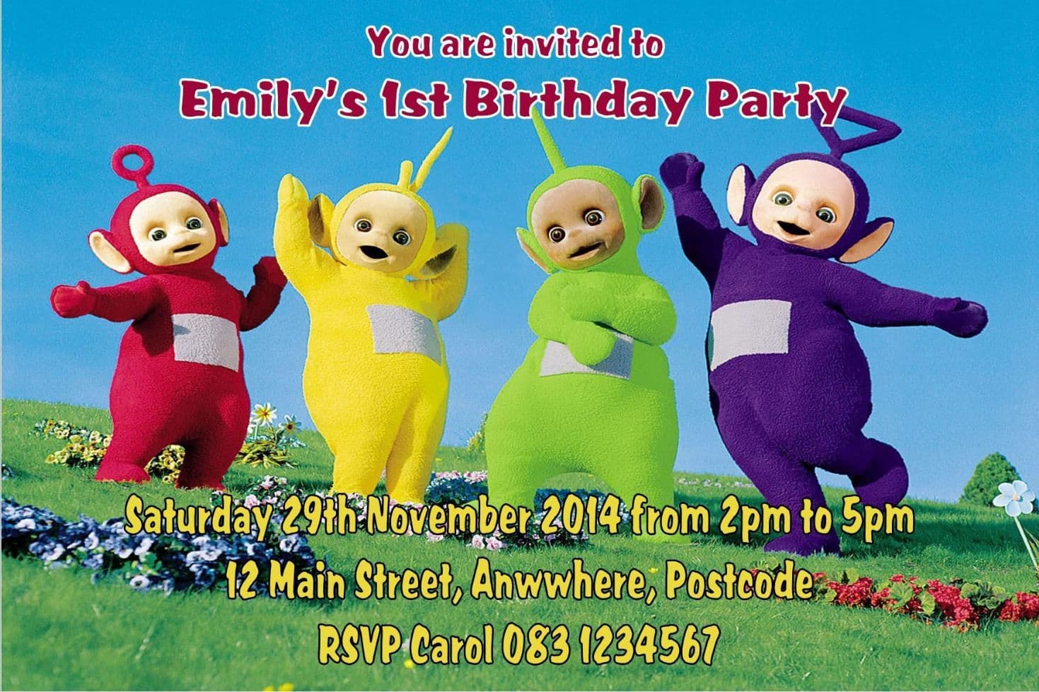 Personalised Teletubbies Invitations