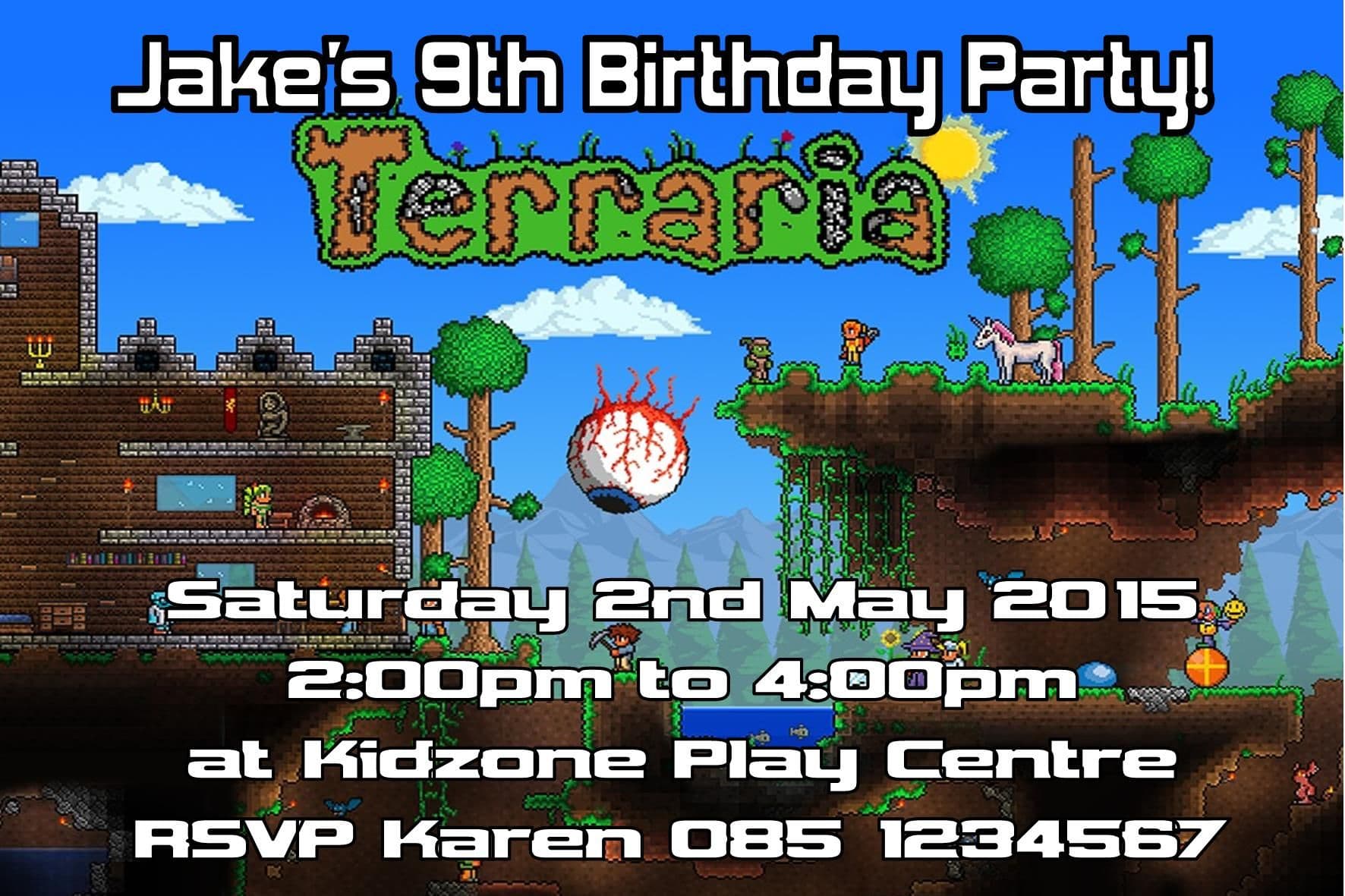 Terraria Birthday Invitations Terraria Pixel Gamer Sticker Sheet Set