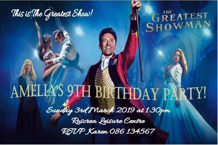 Personalised The Greatest Showman Invitations