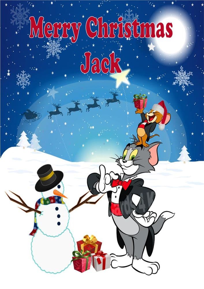 Personalised Tom and Jerry Christmas Card