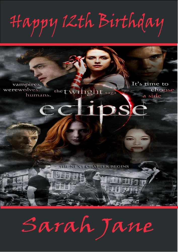 Personalised Twilight Eclipse Birthday Card
