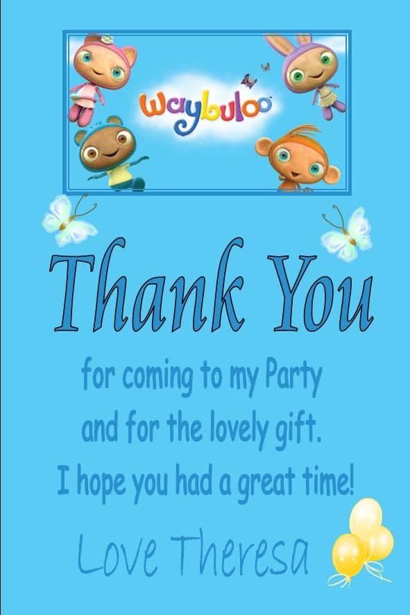 Personalised Waybuloo Thank You Cards