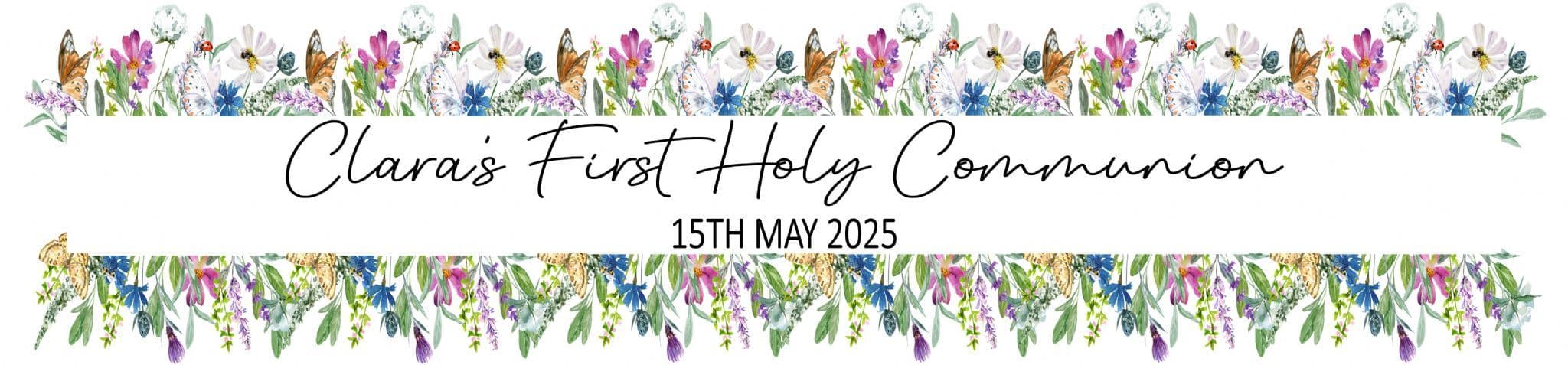 Personalised Wild Flowers Border Communion Banner