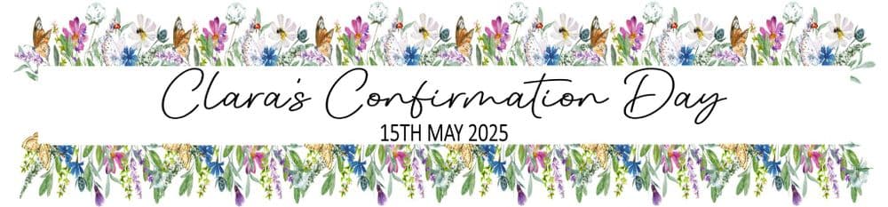 Personalised Wild Flowers Border Confirmation Banner