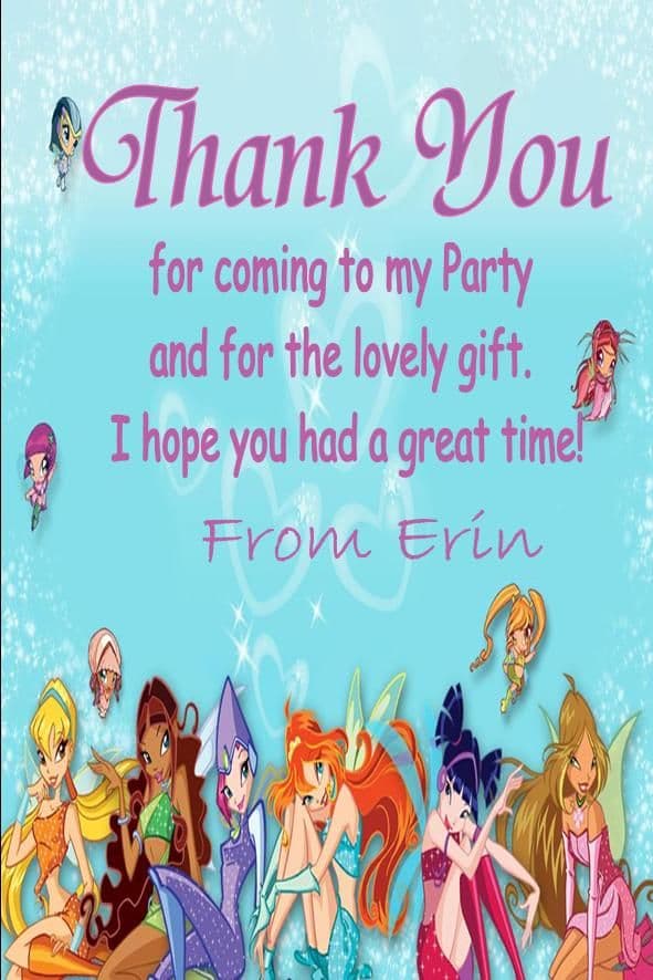 Personalised Winx Club Thank You Cards 1