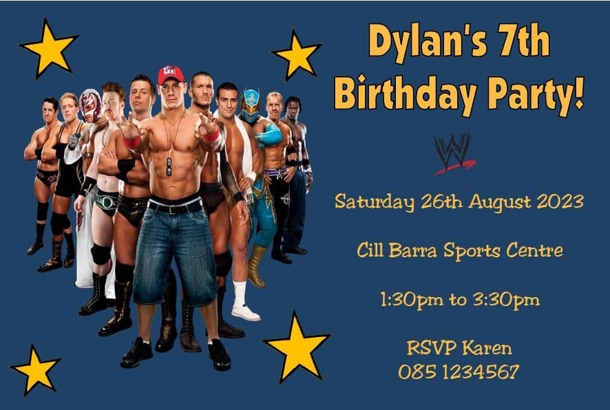 Personalised Wrestlemania WWE Invitations