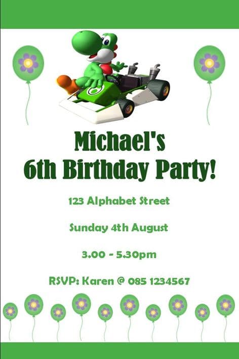 Personalsied Yoshi Invitations