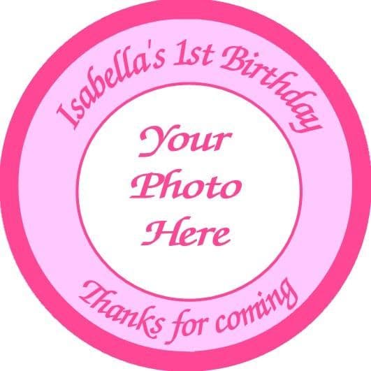 Pink Border Photo Birthday Stickers