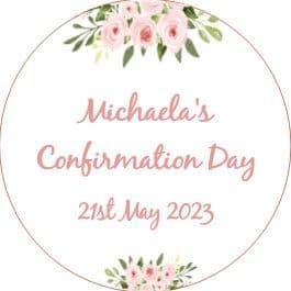 Pink Floral Confirmation Sticker