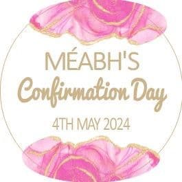 Pink Gold on White Confirmation Sticker