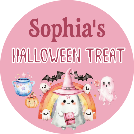 Pink Rainbow Ghosts Halloween Cupcake Toppers