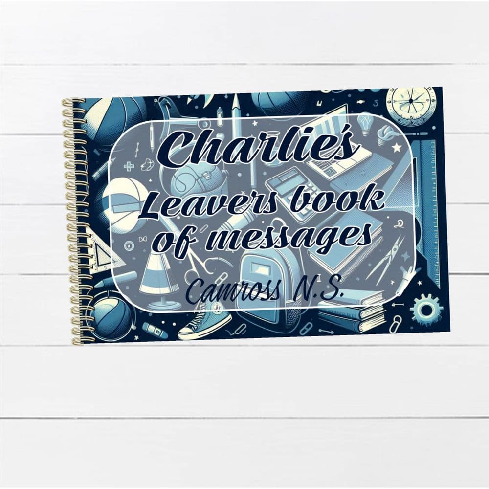 School Blue Graphics Wire Bound Leaver Book