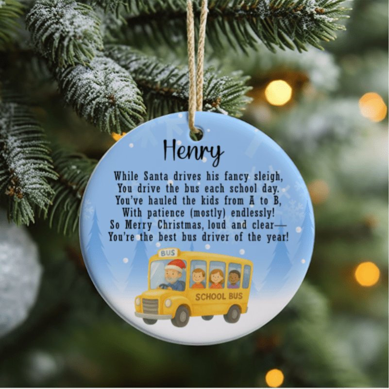 School Bus Driver Poem Acrylic Christmas Ornament