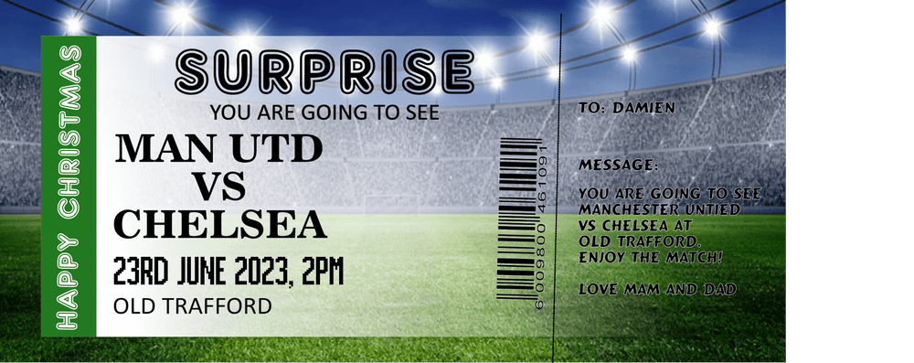Suprise Football Match Ticket Gift